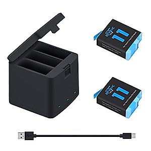 Upgrade 2-Pack Hero 11 Replacement Batteries for GoPro Hero 11 Black, GoPro Hero 10 Black, GoPro Hero 9 Black, with 3-Channel Battery Charging Station for GoPro11 GoPro10 GoPro9 Camera Battery