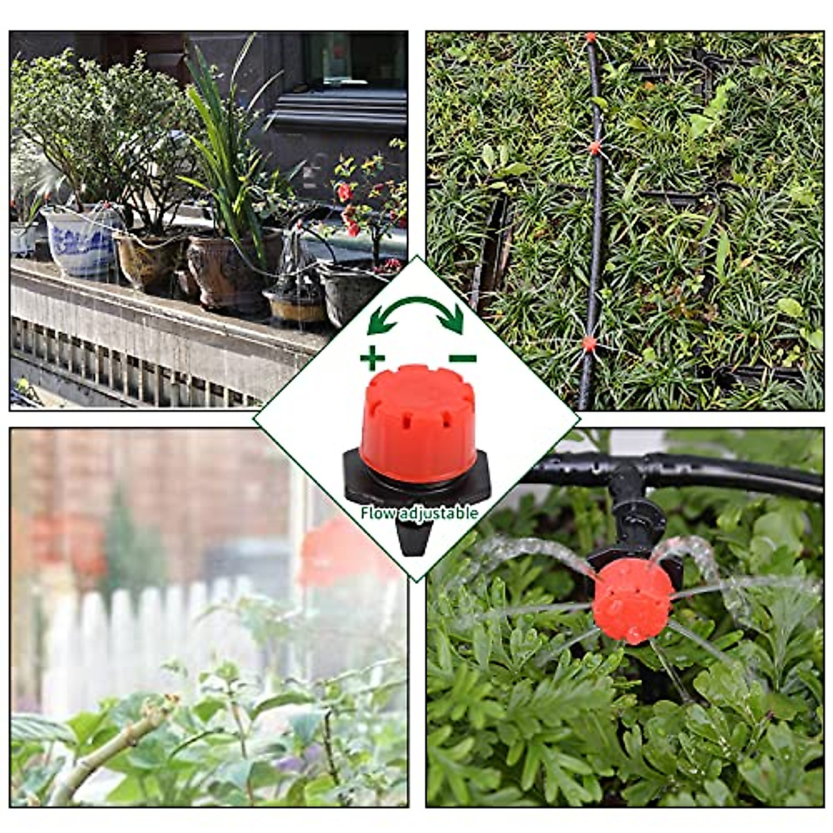 ZADEFERI Drip Irrigation Kit，164FT 197 Pack Garden Irrigation System 1/4'' 1/2'' Blank Distribution Tubing Watering Drip Kit Automatic Irrigation Equipment for Garden Greenhouse，Flower Bed，Patio，Lawn