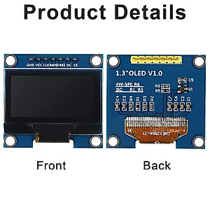 4pcs 1.3" OLED Display Module I2C SPI Serial 128x64 SSH1106 SSD1306 OLED LCD Display LCD Module with Pins for Raspberry Pi/AVR/PIC/STM32 (Blue)