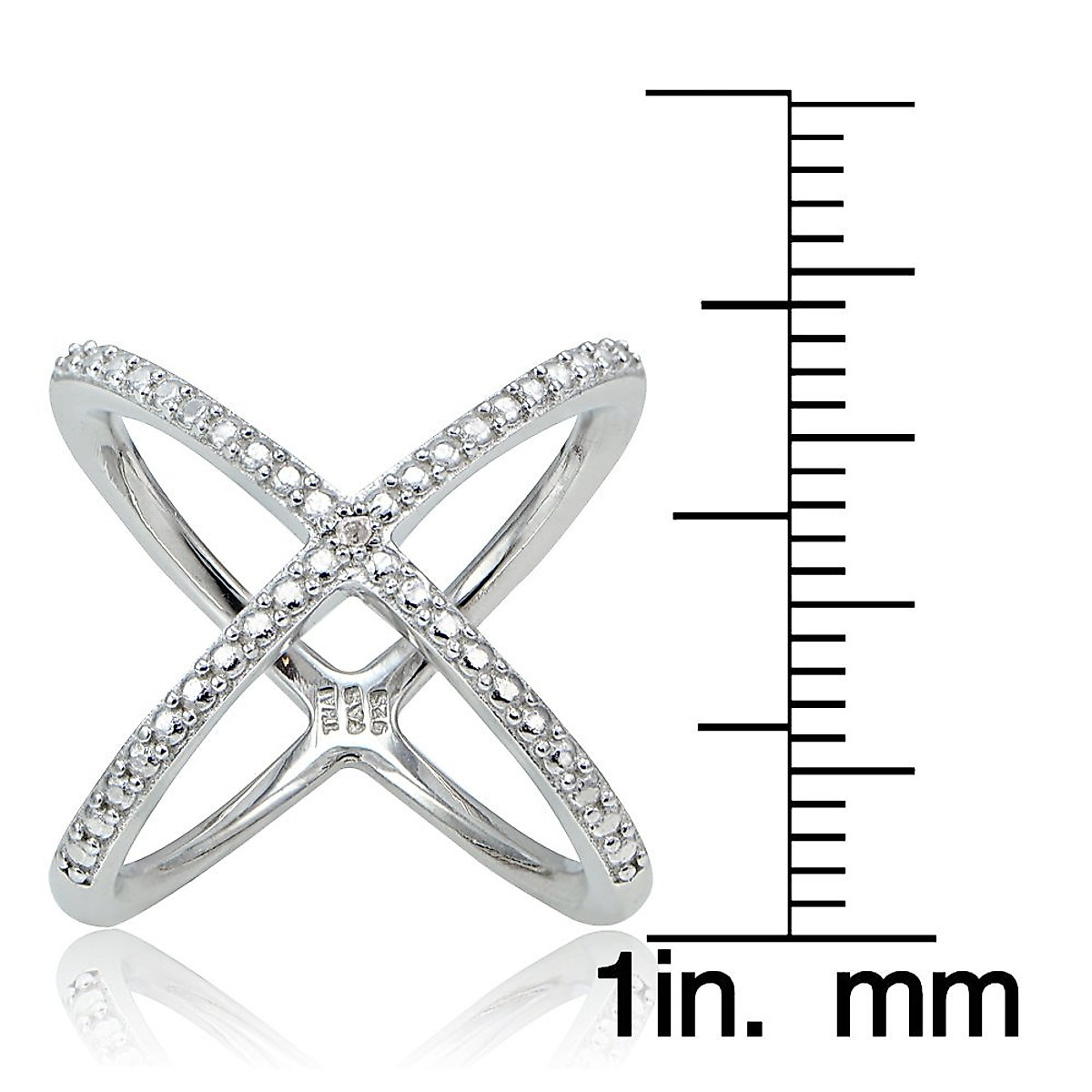 B. BRILLIANT Sterling Silver Diamond Accented Criss-Cross X Crossover Ring for Women