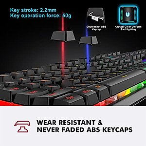 NPET K10 Wired Gaming Keyboard, LED Backlit, Spill-Resistant Design, Multimedia Keys, Quiet Silent USB Membrane Keyboard for Desktop, Computer, PC (Black)