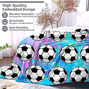 Soccer Blanket Gifts for Girls Ultra Soft Flannel Merch Soccer Throw Blanket for Soccer Lovers Players Team Soccer Gifts Stuff 50"x40"