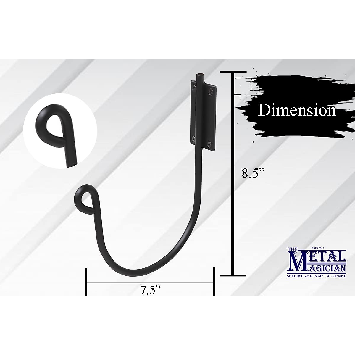 The Metal Magician Garden Hose Holder Wall Mounted Water Pipe Hanger Heavy Duty Metal Pipe Hook for Outside Yard Ideal for Extension Cords, Ropes (Black) (Hose Hook)