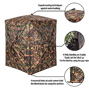 Vulture Pop-up Portable 2 Person Ground Hunting Blinds, 48 x 48 x 65 inches Camo Pattern Oxford Fabric