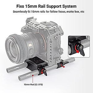 SmallRig Base Plate, Camera Baseplate with 15mm Rod Clamps, Tripod Mounting Plate for DSLR Camera Video Camera - 1775