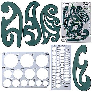 Mr. Pen- French Curve, Large Circle Template and Ellipse Template (6 Pc), Curve Ruler, Drawing Tools, Drafting Tools, Geometry Template, Drawing Templates, Architectural Templates, Journaling Supplies
