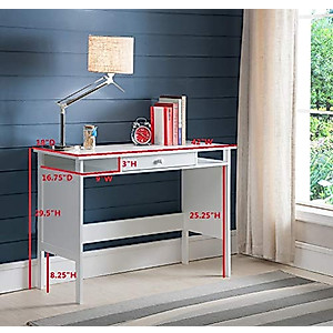 Kings Brand Furniture Home & Office Parsons Wood Desk with Drawer, White
