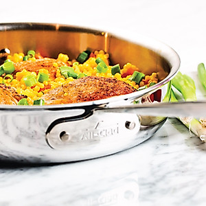 All-Clad D3 3-Ply Stainless Steel Cookware Set 7 Piece, Induction Compatible, Oven Broiler Safe 600F, Kitchen Cooking Set w/ Frying Pan, Sauce Pan, Saute Pan, Stockpot, Professional Pots & Pans Silver