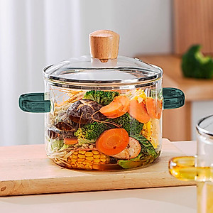 CADUFUELLY Transparent Glass Clear Heat Resistant Cooking Pot with Lid Soup Porridge Pot Glass Cookware Soup Bowl for Kitchen