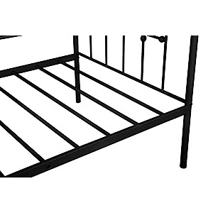 HOUAGI Metal Twin Daybed with Trundle,Sturdy Metal Slats Support,Noise Free/No Box Spring Needed,Black