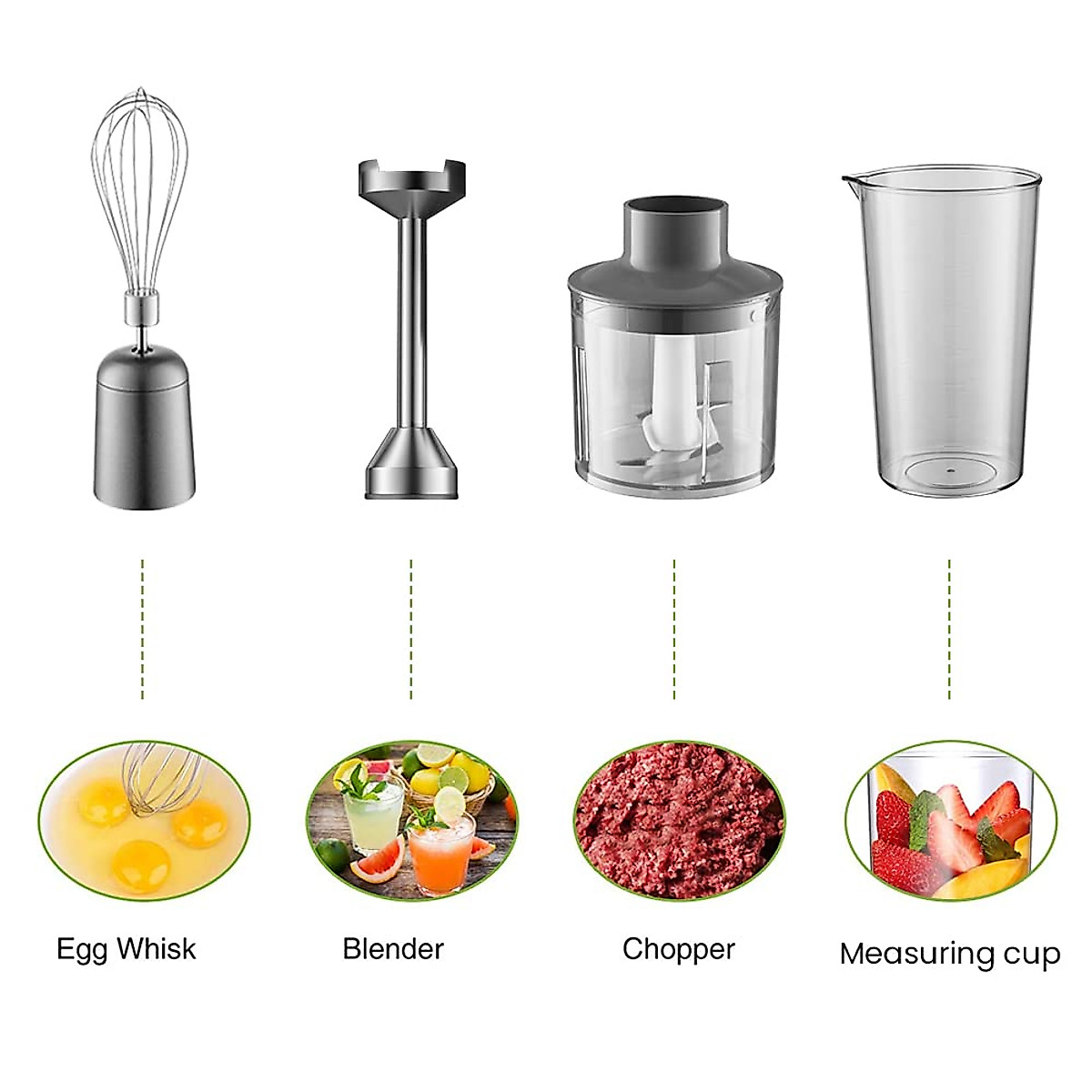 MIUI Immersion Handheld Blender - Blenders for Kitchen Hand Mixer Set, 14-Speed Stainless Steel Blade & Body Hand Stick, Hand Blender Electric With Egg Whisk, Perfect for Kitchen Mixing and Pureeing