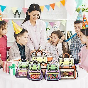 Cecnamt 30 Pcs Plastic Cute Goodie Bags For Kids Bulk Reusable Top Handle Gift Bag Birthday Goodie Bag Back to School Goodie Bags Cute Backpack Goodie Bag with Handle Candy Bag for Kids Party