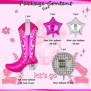 Disco Cowgirl Party Decorations Cowgirl Boot Balloons 90s 80s Birthday Let's Go Girls Western Bridal Shower Last Rodeo Bachelorette Theme Party Decor Supplies 5 Pcs Pink