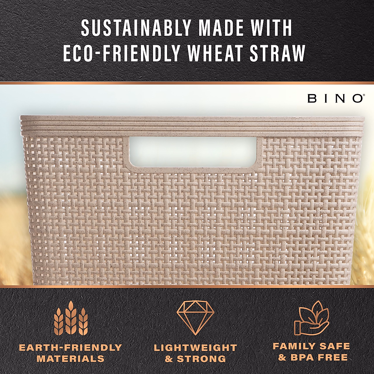 BINO | Woven Plastic Basket | XS (Natural Grey), 5-Pack | THE JUTE COLLECTION | Home Organization, Space - Saving Storage, Stylish Design | Jute Basket | Plastic Storage Basket