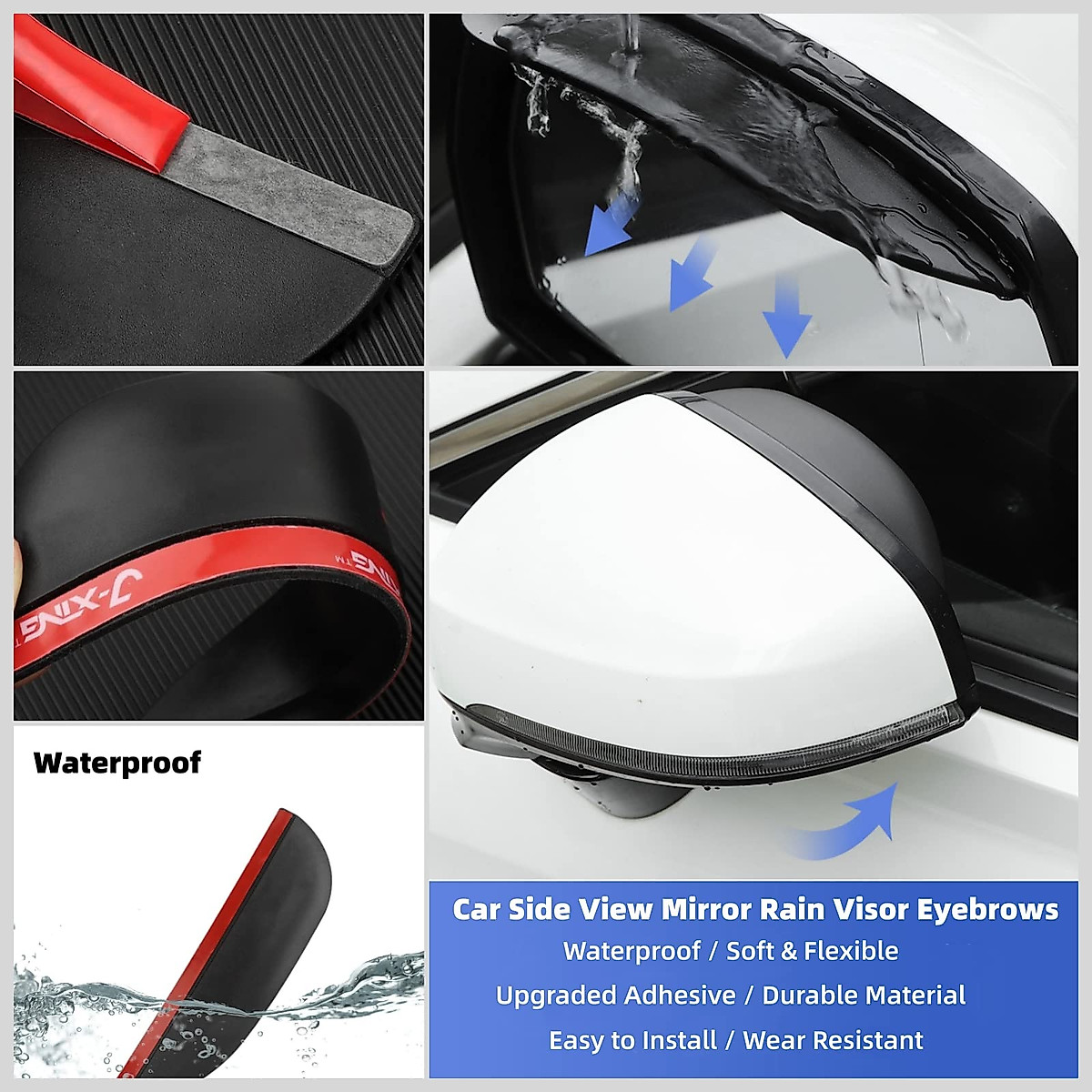 2 Pcs Mirror Rain Visor Eyebrow 2 Pcs Car Waterproof Film Anti Rain Mirror Film，Waterproof Auto Mirror Rain Visor Guard for Most Car Truck SUV