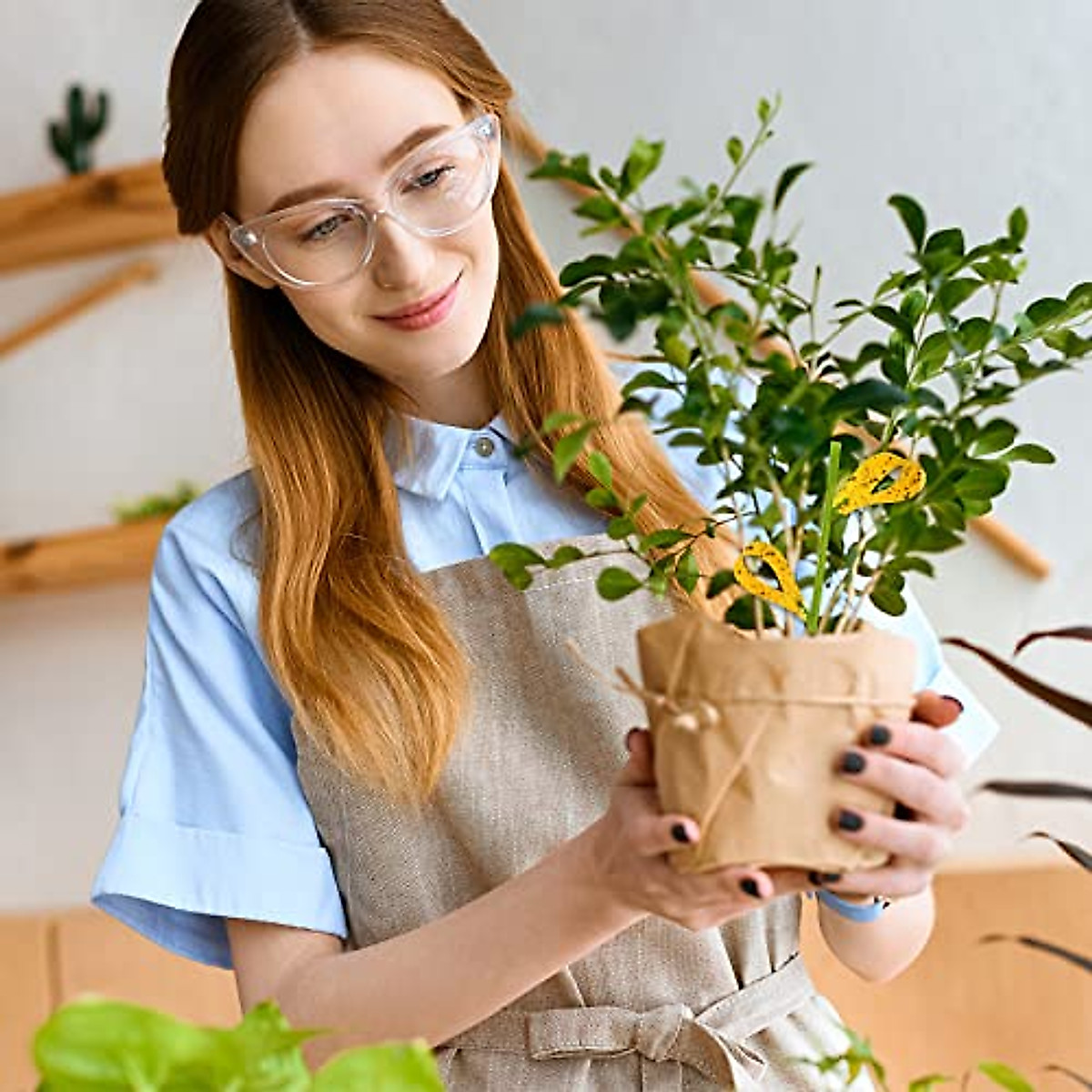 90PCS Yellow Sticky Traps for Indoors/Outdoor Gnat Traps for Plants Fungus Gnats Sticky Traps for Whiteflies Mosquitoes Fruitflies Thrips Aphids. Stake Holders Included Dual-Sided