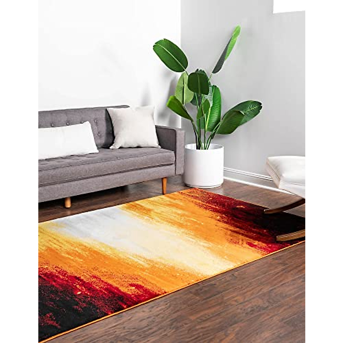 Unique Loom Metro Collection Contemporary Abstract Bright Warm Candle Light Area Rug, 5 ft x 8 ft, Orange/Yellow