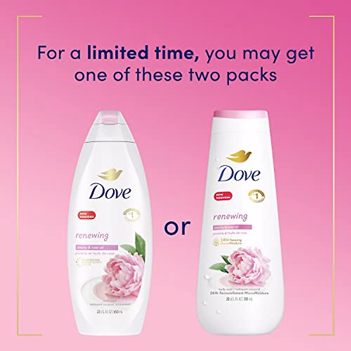 Dove Body Wash Renewing Peony and Rose Oil for Renewed, Healthy-Looking Skin Gentle Skin Cleanser with 24hr Renewing MicroMoisture 20 oz