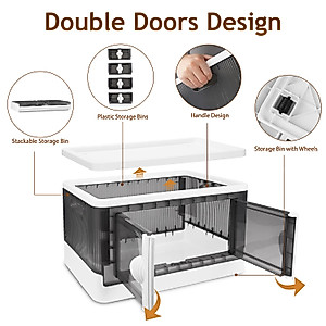 SAglorb 32.8 Quarts Closet Organizers and Storage,Plastic Storage Bins with Lids and Doors，Foldable Collapsible Storage Bins，Stackable Closet Organizer Trunk Car Organizer,4 Pack