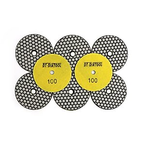 DT-DIATOOL Dry Diamond Polishing Pads 4 Inch for Granite Marble Quartz Stone Countertop Tiles 8 Pieces Grits 100