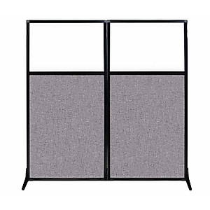 Versare Workstation Partition | Portable Wall Divider | Modern Office Cubicle | Free Standing Privacy Screen | Flexible Work Space | 66" x 70" W/Window, Cloud Gray Fabric Panels