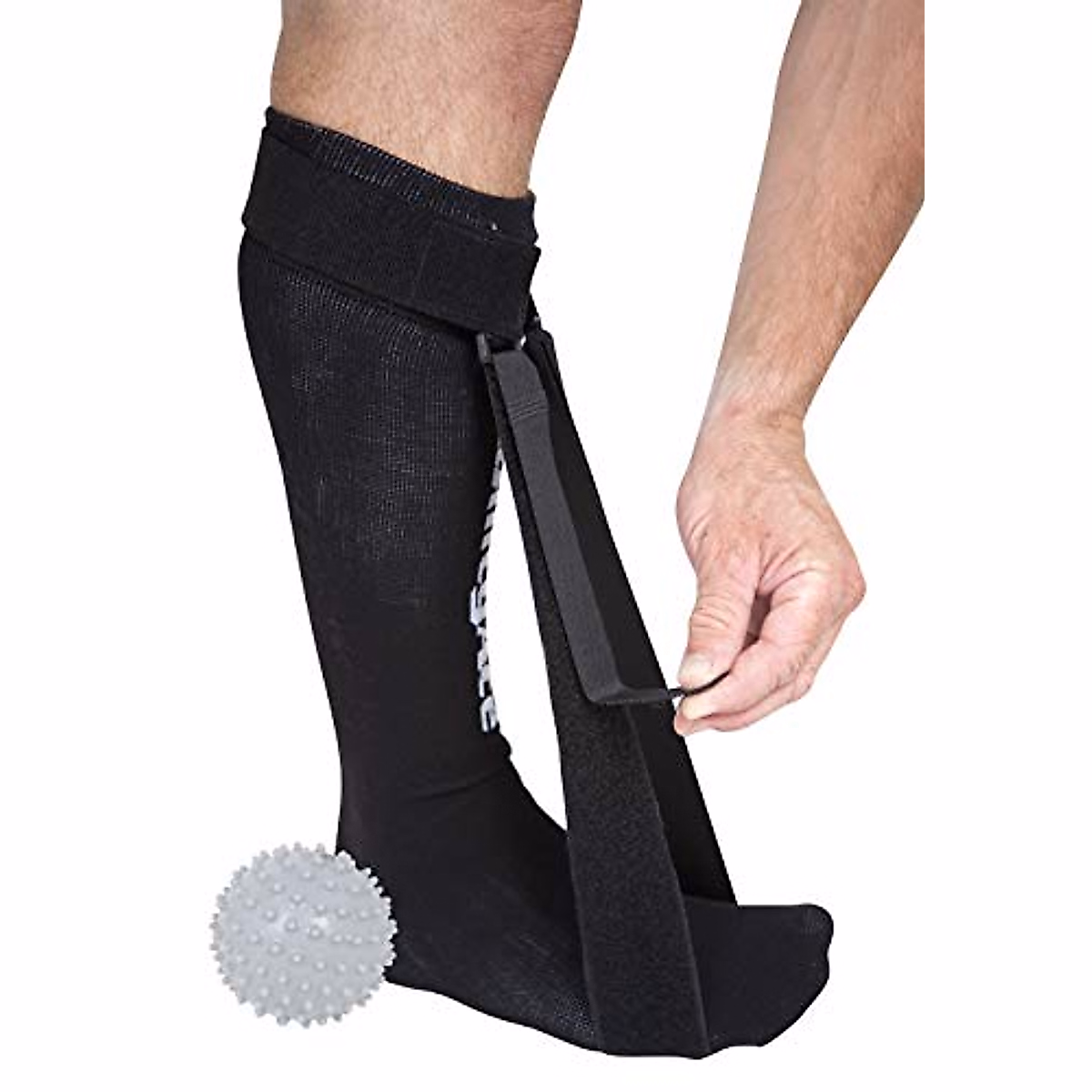 StrictlyStability Plantar Fasciitis Night Sock with Massage Ball Included (Large)