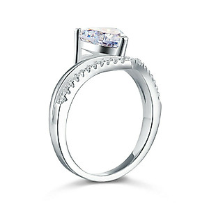 SISGEM 10K 14K 18K Solid Gold Heart Cut Engagement Rings for Women,Heart-Shaped Halo Solitaire Moissanite Curved Rings Wedding Engagement Anniversary Promise Bridal Bands with Engraved Name (10K Gold)