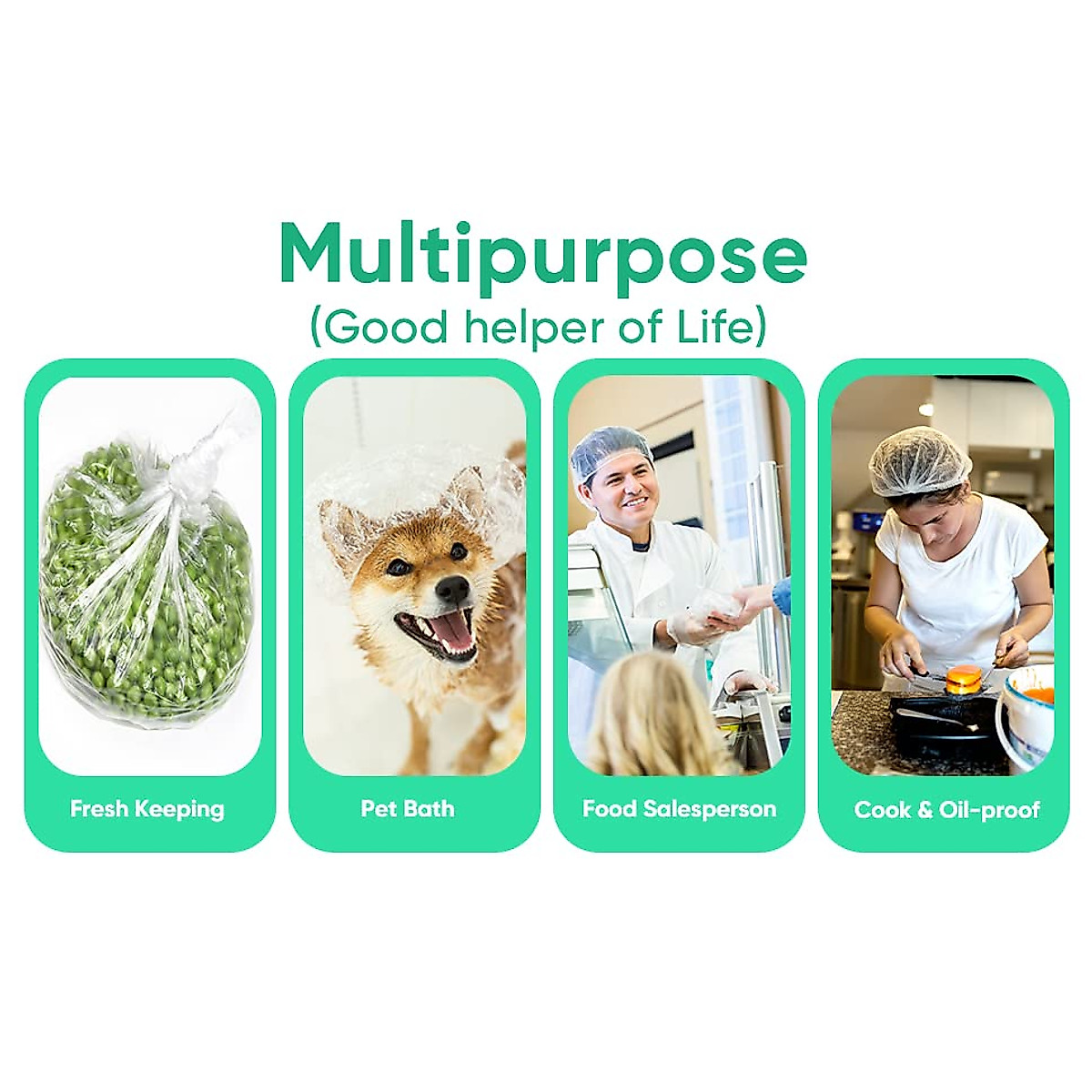 Avando Disposable Shower Caps 200pcs Hair Processing Clear Plastic Caps For Spa Home Use Hotel and Hair Salon Plastic Clear Elastic Bath Cap