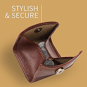 Maruse Slim Handmade Italian Leather Coin Purse with Magnetic Closure, Brown