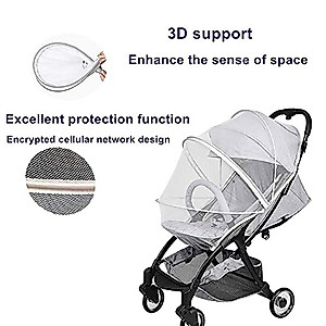 Mosquito Netting for Stroller, Encrypted Stroller Mosquito Net Full Cover, Stretchable Netting Breathable Folding Dual-Use Zipper Mesh Mosquito Net for Baby Car seat Cover (Black), XLXQ012
