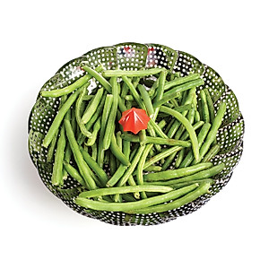 RSVP International Endurance Kitchen Collection Expandable Vegetable Steamer, 12-inch, Silicone Feet, Stainless Steel