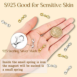 Qulltk Lobster Clasp 925 Sterling Silver Double Lobster Claw Clasps,Necklace Extender Suitable for Bracelet Necklace Clasps and Closures (Made in Italy)