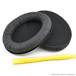 Geekria QuickFit Leatherette Replacement Ear Pads for Sennheiser HD180, HD201, HD449 Headphones Ear Cushions, Headset Earpads, Ear Cups Cover Repair Parts (Black)