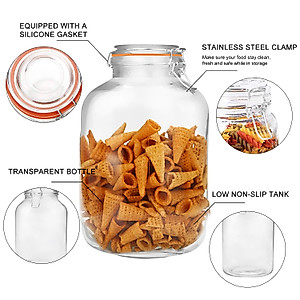 142 oz Large Glass Jars,Canning Jars With Airtight Lid And Leak Proof Rubber Gasket 4L,Mason Jars With Hinged Lids,Gallon Jars For Fermenting,Big Kitchen Canisters,Storage Containers For Food 2 Pack …