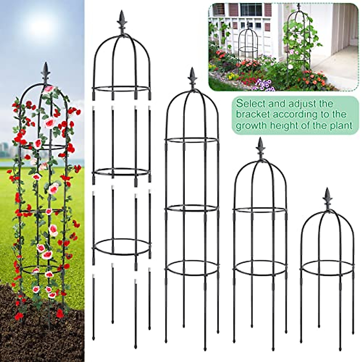 Plant Cages and Supports, Deaunbr Tomato Cage 6FT Tall Plant Stakes Heavy Duty Garden Trellis for Indoor & Outdoor Plants, Climbing Plant, Tomatoes, Vegetables, Fruits, Flowers, Pots, Vines -1 Pcs