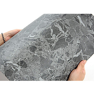 ROSEROSA Peel and Stick Engineered PVC Tiles Marble Granite Pattern Durable Vinyl Flooring (ECK-303 : Square 4 Tiles)