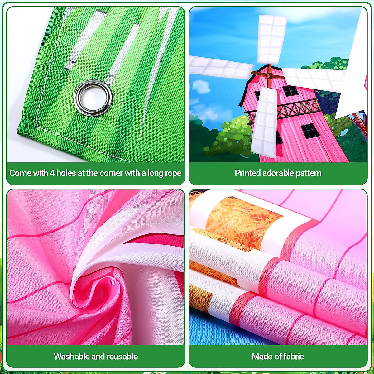 Farm Barn Door Backdrop Farm Birthday Party Supplies Barn Door Backdrop Banner Farm Photography Props Photo Booth for Themed Birthday Party Supplies 72.8 x 43.3 Inch (Pink)