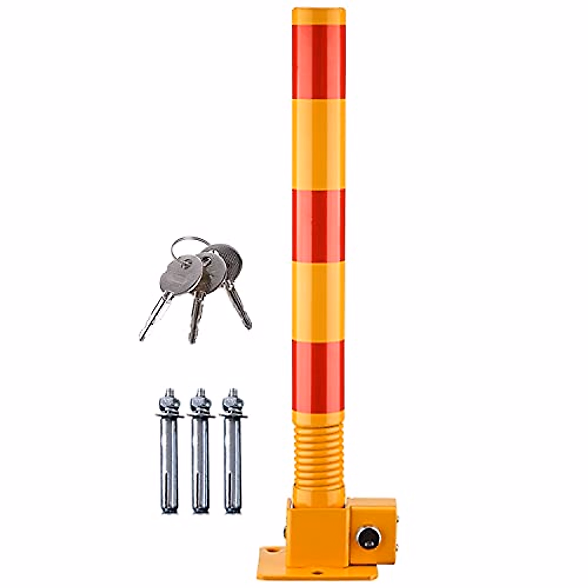 CAIMIAO Car Parking Space Lock Bollard Lockable Folding Security Post with Flexible Spring Collision Avoidance Bollard Parking Post with Keys (Color : Yellow, Size : Yellow)