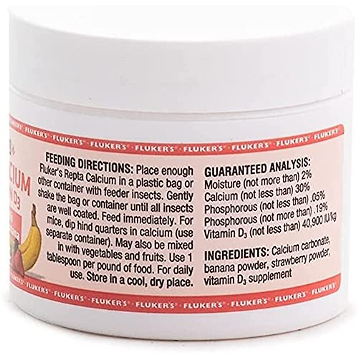 Fluker's Repta Strawberry-Banana Flavored Calcium with Vitamin D3 (2oz) - Includes Attached DBDPet Pro-Tip Guide