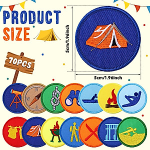 Landical 70 Pcs Round Scout Badge Iron on Embroidery Patches Sew on Patches for DIY Party Decorations
