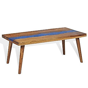 QJBSAVVA Coffee Table Teak Resin 39.4"x19.7"x15.7",Industrial Tables Floor Standing Table Cocktail Table Suitable for Meeting Rooms, Reception Rooms, Offices