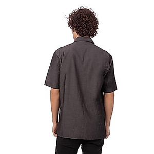 Chef Works Men's Detroit Short Sleeve Denim Shirt, Black, Small