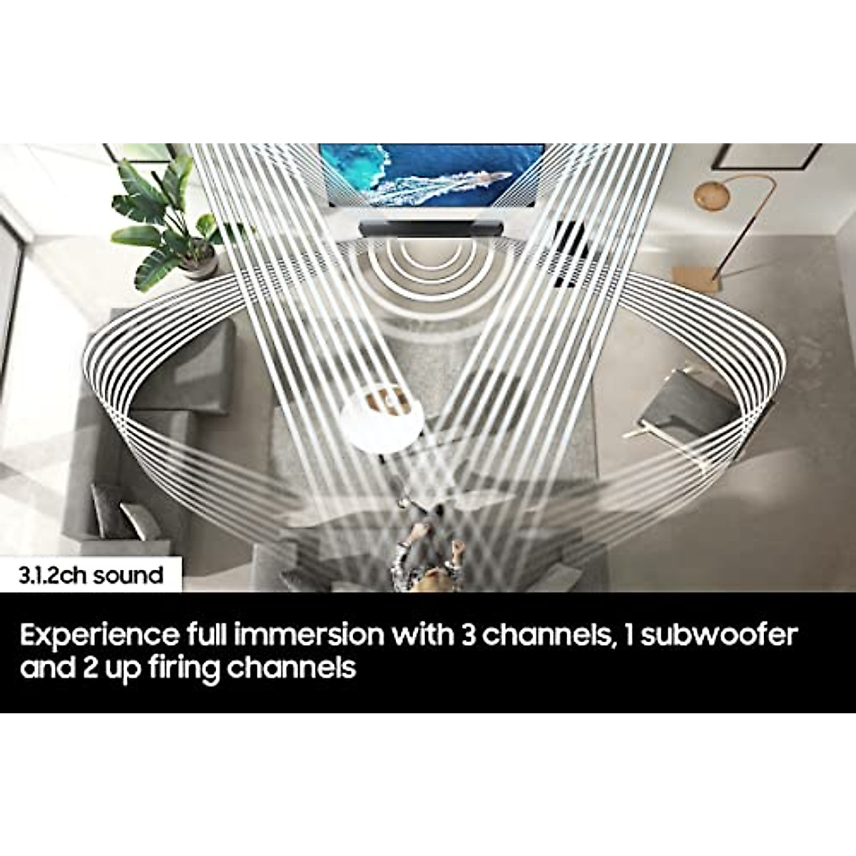 SAMSUNG HW-Q600B 3.1.2ch Soundbar w/ Dolby Audio, DTS:X, Q Symphony, Adaptive Sound, Game Pro Mode, Bluetooth Connection, Black