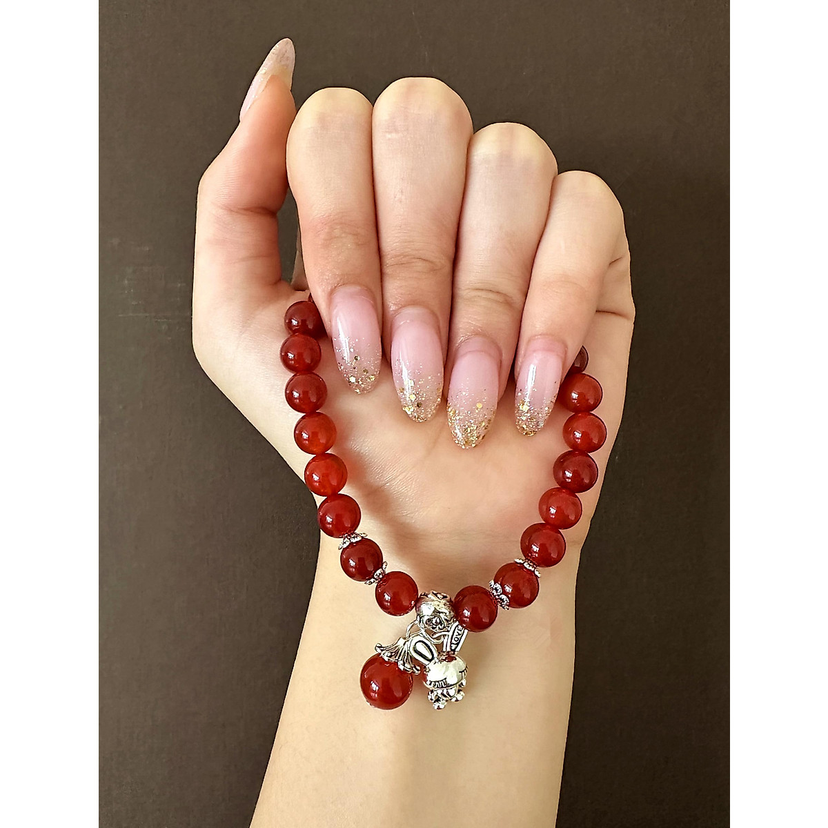 Feng Shui Handmade Chinese Zodiac Rabbit Red Agate Beads Bracelet (RABBIT)