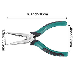 ZEONHEI 12 PCS 6.5 Inch Spring Needle Nose Pliers, Heavy Duty Steel Nose Side Cutting Pliers Nonslip Rubber Handle Wire Cutter for Crimping Looping Shearing