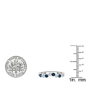 Dazzlingrock Collection 0.50 Carat (ctw) 14K Blue & White Diamond Wedding Band Guard Ring 1/2 CT, White Gold, Size 6.5