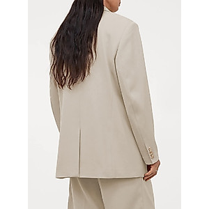 Dokotoo Women's Blazers & Suit Jackets Open Front Buttons Fashion Jacket Solid Color Work Office Spring Blazer Jackets for Women Business Casual Khaki Medium