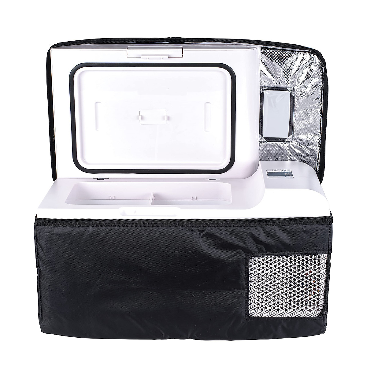 Equator Advanced Appliances 0.7 cu.ft White Portable Fridge-Freezer Tailgate Refrigerator with Retractable Handle and Wheels Digital Display Including Cover