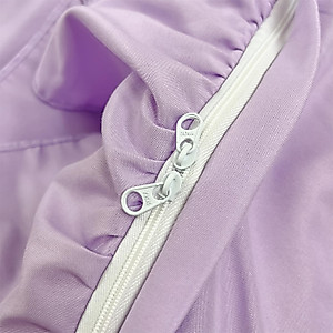 MOOWOO Girls Bedding,Waterfall Ruffle Duvet Cover -Twin 2 Piece Shabby Chic Bedding Solid Color Soft and Breathable with Zipper Closure,Corner Ties,Aesthetic Bedding-Purple,Twin