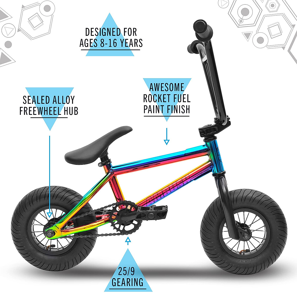 Sullivan Mini BMX Bike with Fixed Saddle | Premium Quality Free Mini BMX with Lightweight 10” Wheels | Suitable for Ages 8+, Perfect for High-Impact Tricks